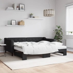 Válenda s přistýlkou a matracemi černá 90 x 190 cm textil 3197456