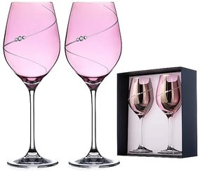 Diamante Silhouette Pink sklenice na víno 360 ml, 2 ks