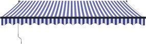 Zatahovací markýza modrá a bílá 4,5 x 3 m textil a hliník 3154449