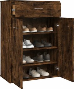 skříňka na boty, botník, 1 zásuvka, 2 dvířka, dřevo, 85x61x36 cm, kouřový dub, Dekorino BB20260064