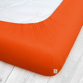 Jersey prostěradlo tmavě oranžové na výšku matrace do 20 cm Velikost: 180 x 220