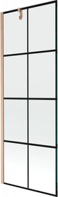 Mexen Next, 1-křídlová vanová zástěna 70 x 150 cm, 6mm čiré sklo - černý vzor, ​​měděná matná, 895-070-000-00-70-77