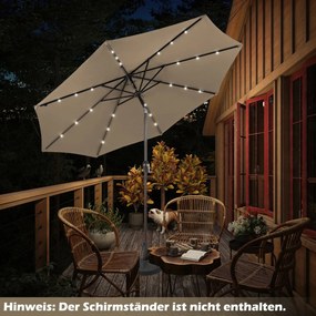 Costway LED osvětlení konzolový deštník kulatý solární klika hnědá průměr 3 M