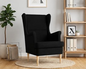 relaxační křeslo, ušák, dřevo/kov/textil, 102x80x66 cm, nohy světlé/černá, Dekorino MALENA