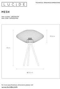 Lucide 21523/01/30 - Stolní lampa MESH 1xE27/40W/230V černá