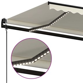 Automatická markýza LED a senzor větru 450 x 300 cm krémová,  3069132