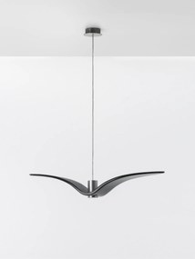 Designové závěsné svítidlo Brokis Night Birds PC962 Povrch Montury: Stříbrný elox, Barva skla: Šedá kouřová - masiv, Povrch baldachýnu: kov - černý matný komaxit