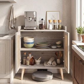 Costway Příborník s ratanovými dvířky kuchyňská skříňka – 67 × 38 × 77 cm