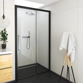 Roth EXCLUSIVE LINE ECD2P Posuvné sprchové dveře pro instalaci do niky 150 cm Profil: Černá, Sklo: Hladké čiré