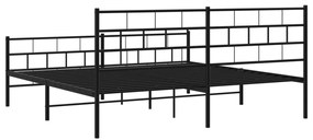 Kovový rám postele s hlavovým a nožním čelem černý 193 x 203 cm,  355683