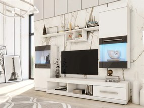 Moderní obývací stěna Nieve, bílá/černý lesk