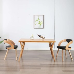 Jídelní židle 2 ks černé ohýbané dřevo a umělá kůže,  283105