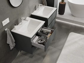 Mexen Orio, koupelnová skříňka 60 cm s umyvadlem Otis, 2 zásuvky, grafitová matná/bílá matná, 91A10-06047-2-BFF66-W18M01