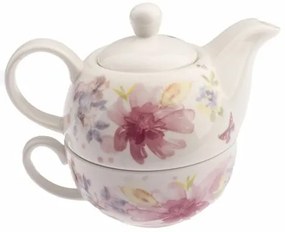 Porcelánová konvička se šálkem Flower, 400 ml