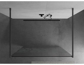 Mexen Kioto, sprchová zástěna Walk-In 140 x 200 cm, 8mm čiré sklo bílý vzor, ​​grafitový profil, 800-140-002-95-85