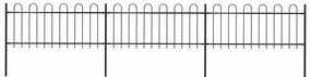Zahradní plot s obloukem nahoře ocelový 504 x 80 cm černý 277649