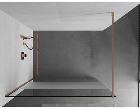 Mexen Kioto, sprchová zástěna Walk-In 140 x 200 cm, 8mm čiré sklo-námraza, měděný matný profil, 800-140-101-65-35
