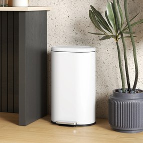 HOMCOM odpadkový koš se šlapkou 30 l – tiché dovírání, pojistka otevření a vyjímatelná vnitřní nádoba, krémově bílý, 36,5 x 31 x 61 cm