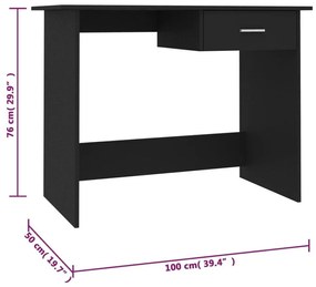 Petromila Psací stůl černý 100 x 50 x 76 cm dřevotříska