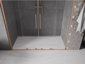 Mexen Velar L Duo, posuvné sprchové dveře do otvoru 180 cm, 8mm čiré sklo, měděná matná, 871-180-003-02-65