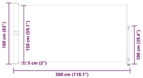 vidaXL Marketos Zatahovací boční markýza / zástěna na terasu 160 x 300 cm modrá