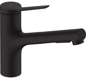 Hansgrohe Zesis M33 Dřezová baterie s vytažitelnou sprchou, 2jet, sBox matná černá 74821670