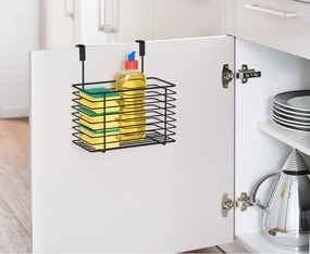 Černý závěsný kovový košík na kuchyňská dvířka Wenko Slim, výška 25 cm