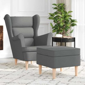 Křeslo s podnožkou tmavě šedé textil 3307990