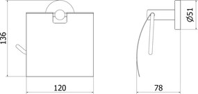 Mexen Remo, držák na toaletní papír s krytem, ​​černý chrom, 7050733-73