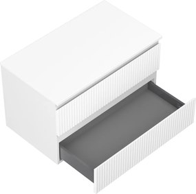 Mexen Rivel, koupelnová skříňka 80 cm s pracovní deskou, 2 zásuvky, drážkovaná, bílá matná, 91A20-08047-2-BFFC01