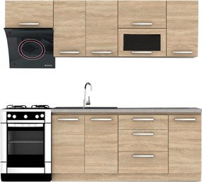 Kuchyňská linka 2,4 m, dub sonoma, NOVA PLUS