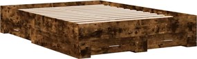 Rám postele se zásuvkami kouřový dub 135 x 190 cm kompozit 3280409