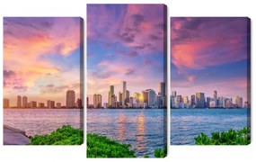 Vícedílný obraz Panorama Miami Při Západu Slunce Nedostatek Nedostatek Přírodní plátno 120x80