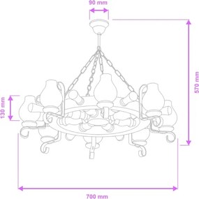 Brilagi - Lustr na řetězu TIMONA 8xE14/40W/230V pr. 70 cm buk