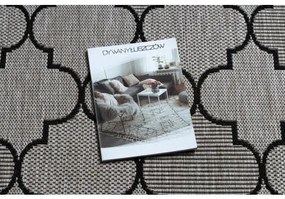 Dywany Luszczow Kusový koberec SIZAL FLOORLUX 20607 Marocká mřížka stříbrný / Černá Rozměr koberce: 60 x 110 cm