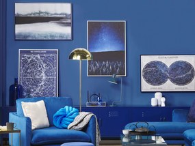 Zarámovaný obraz na plátně souhvězdí 63 x 93 cm modrý GRIZZANA Beliani