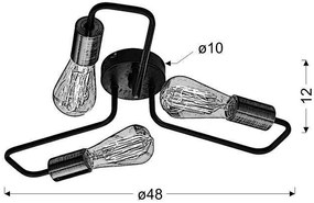 Černé stropní svítidlo Herpe pro žárovku 3x E27  - Candellux