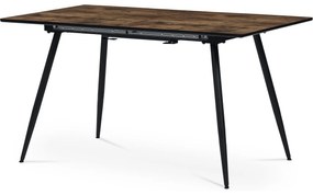 AUTRONIC Jídelní stůl, 140+40x80x76 cm, MDF deska, 3D dekor v imitaci staré dřevo, kov, černý lak
