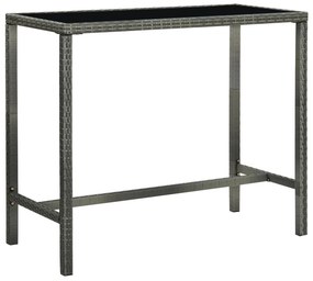 Zahradní barový stůl šedý 130 x 60 x 110 cm polyratan a sklo 313462