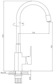 Aqualine - Dřezová baterie s flexibilním ramínkem LORE matná černá