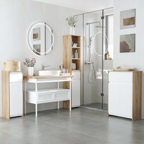 Kleankin Příruční skříňka do koupelny s 1 zásuvkou a 2 dveřmi - Koupelnový úložný kabinet pro obývací pokoj, koupelnu, ložnici - Moderní styl - Proti…