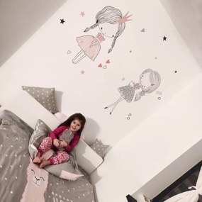 INSPIO Dětské samolepky na zeď - Víly v šedo-růžové barvě
