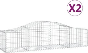 Klenuté gabionové koše 2 ks 200x50x40/60 cm pozinkované železo 3145577