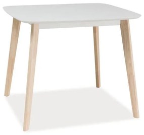 Jídelní stůl Tibi 90 x 80 cm, bílá / dub bělený