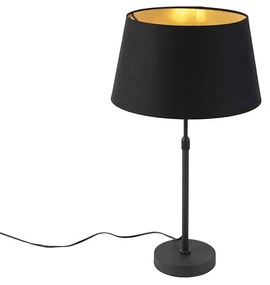 Stolní lampa černá s stínidlem černým se zlatem 35 cm - Parte