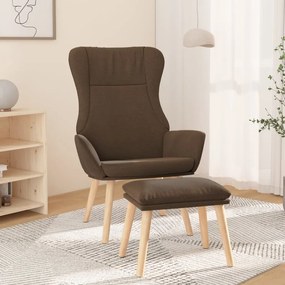 Relaxační křeslo s podnožkou hnědé textil 3097885