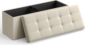 Puf, skládací úložná lavice 110 x 38 x 38 cm, béžový