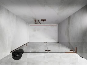 Mexen Lunar L, výklopné pravé sprchové dveře 135 cm, 8mm čiré sklo, růžové zlato profil, 834L-135-000-60-00-P