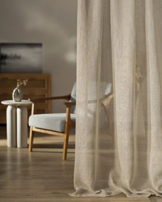 Závěs na řasící pásce wave barva béžová látka poloprůhledná, pletený vzor