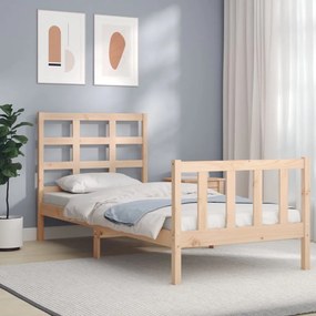 vidaXL Rám postele s čelem 100 x 200 cm masivní dřevo [3192094] Barva: Přírodní